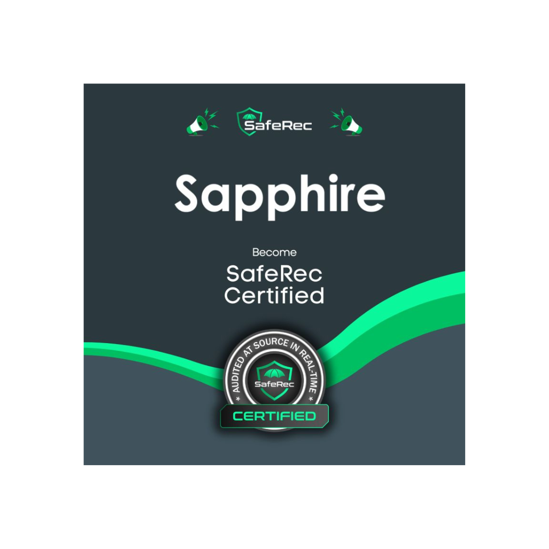 Sapphire has achieved SafeRec Umbrella Certification - Sapphire